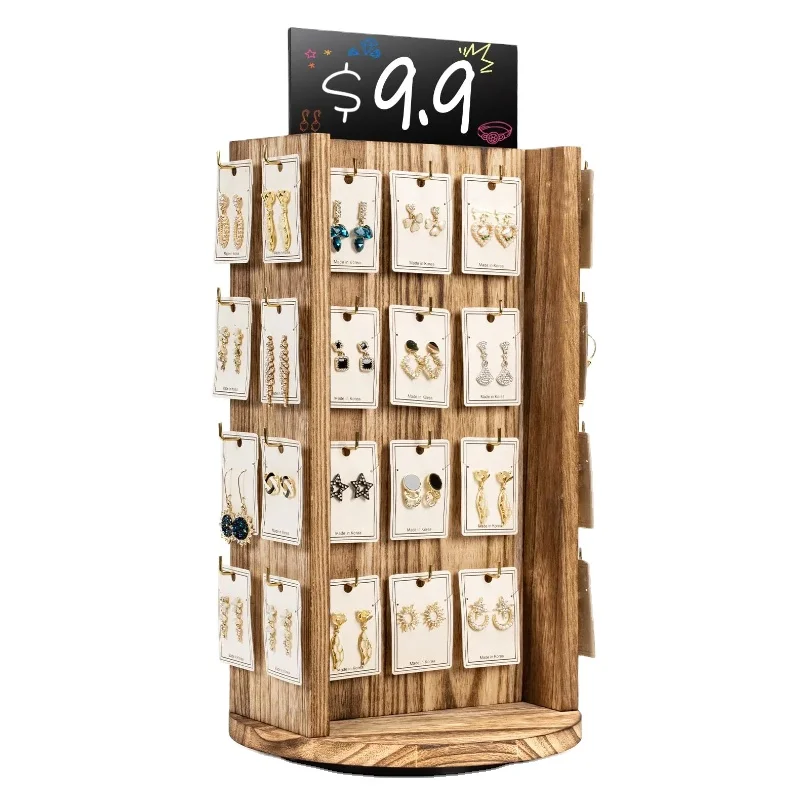 Customizable wooden rotating jewelry hanging hook display rack| Alibaba.com