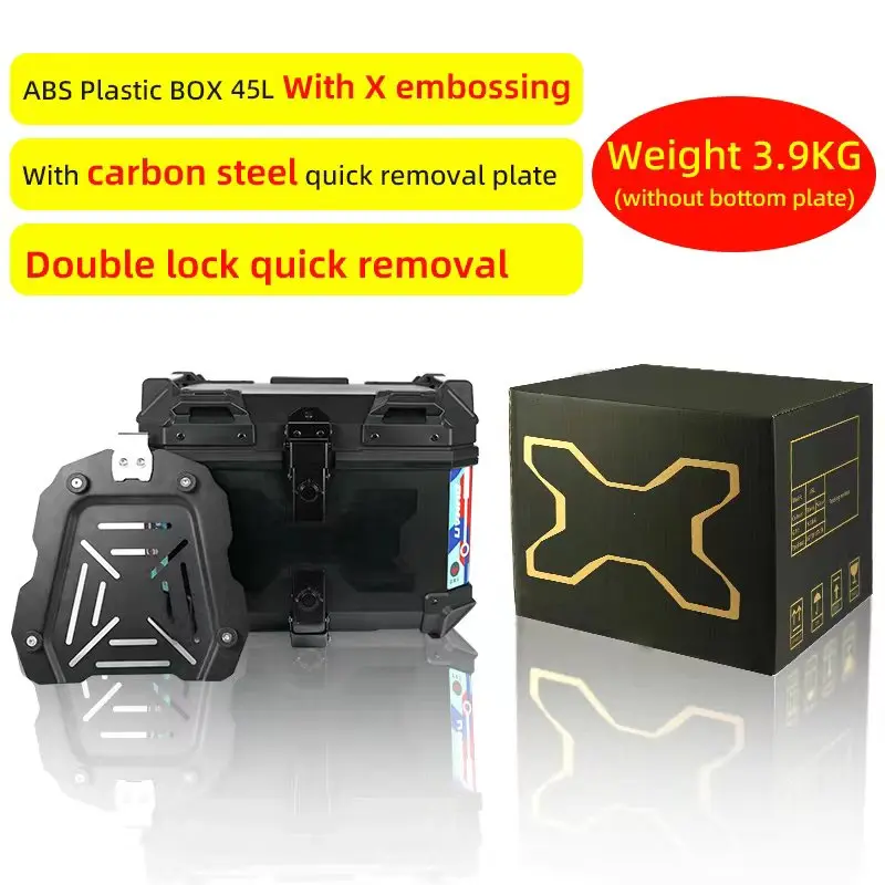 Plastic Box Motorcycle Tailbox Electric Bike Black Tailbox Abs Plastic Box Waterproof Storage ...