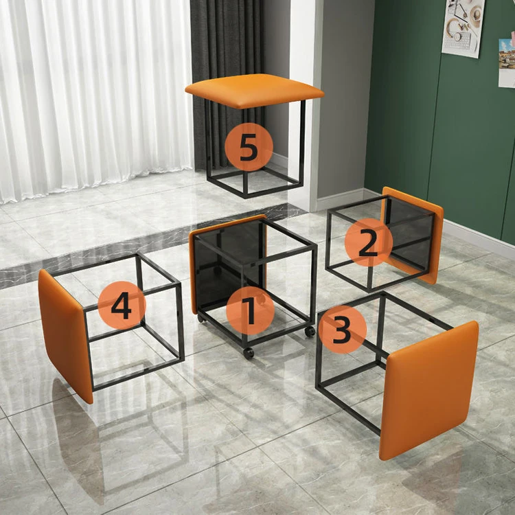 Modern Home Living Room Bedroom Stackable Metal Frame Leather ...