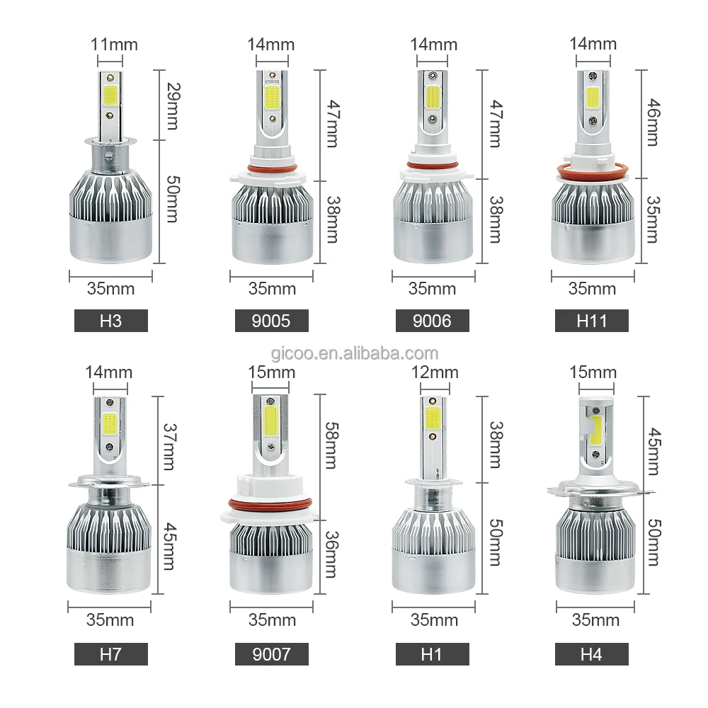 Wholesale Car Auto Light C6 Led Headlight H1 H3 H7 H4 H11 9005 9006 Led Headlight 36w Led ...