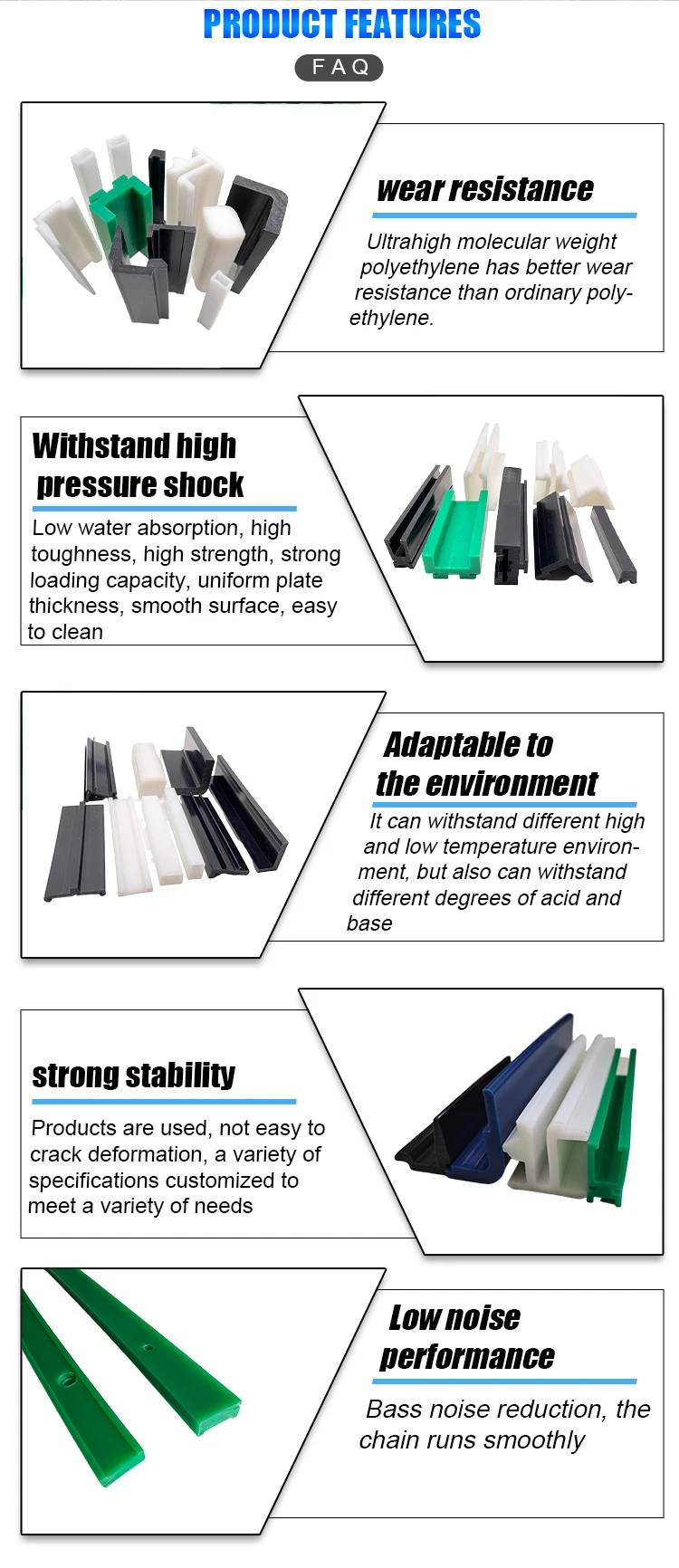 Conveyor Belt Guides - Durable UHMW-PE Rails for Office