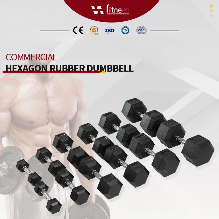 Gym Equipment Hex Dumbbells Black Rubber Hex Dumbbell 2.5-50kg Hex Dumbbell For Weight Lifting ...