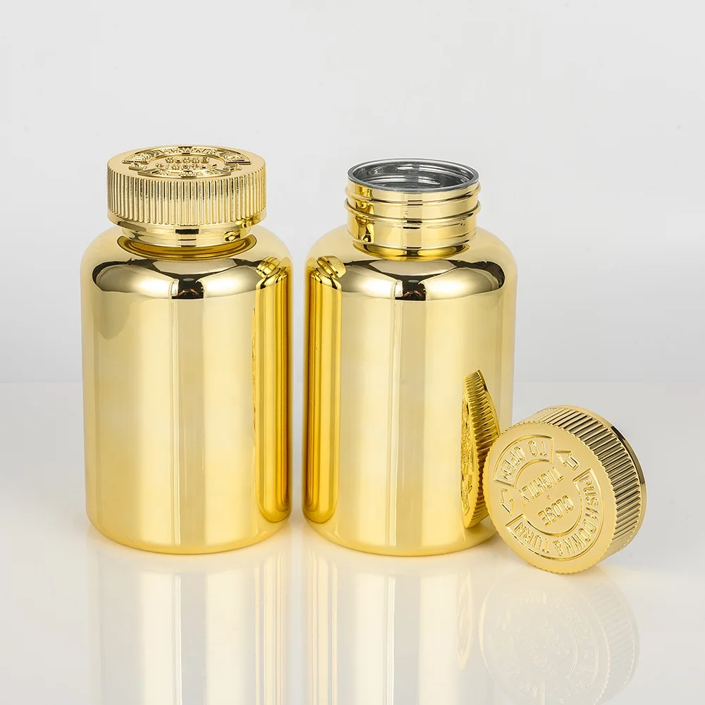 Wholesale Gold Plastic Bottle - Pill Capsule Medicine Container