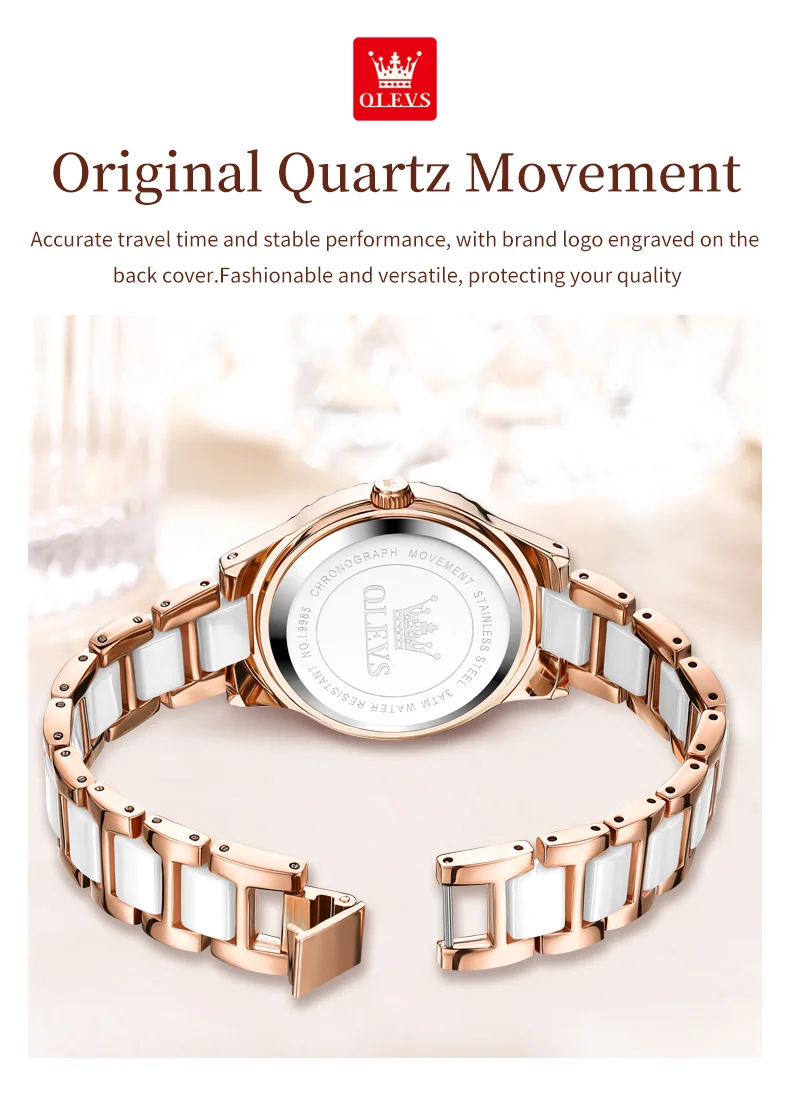 OLEVS 9985 Women Luxury Watch - Elegant Rose Gold Quartz