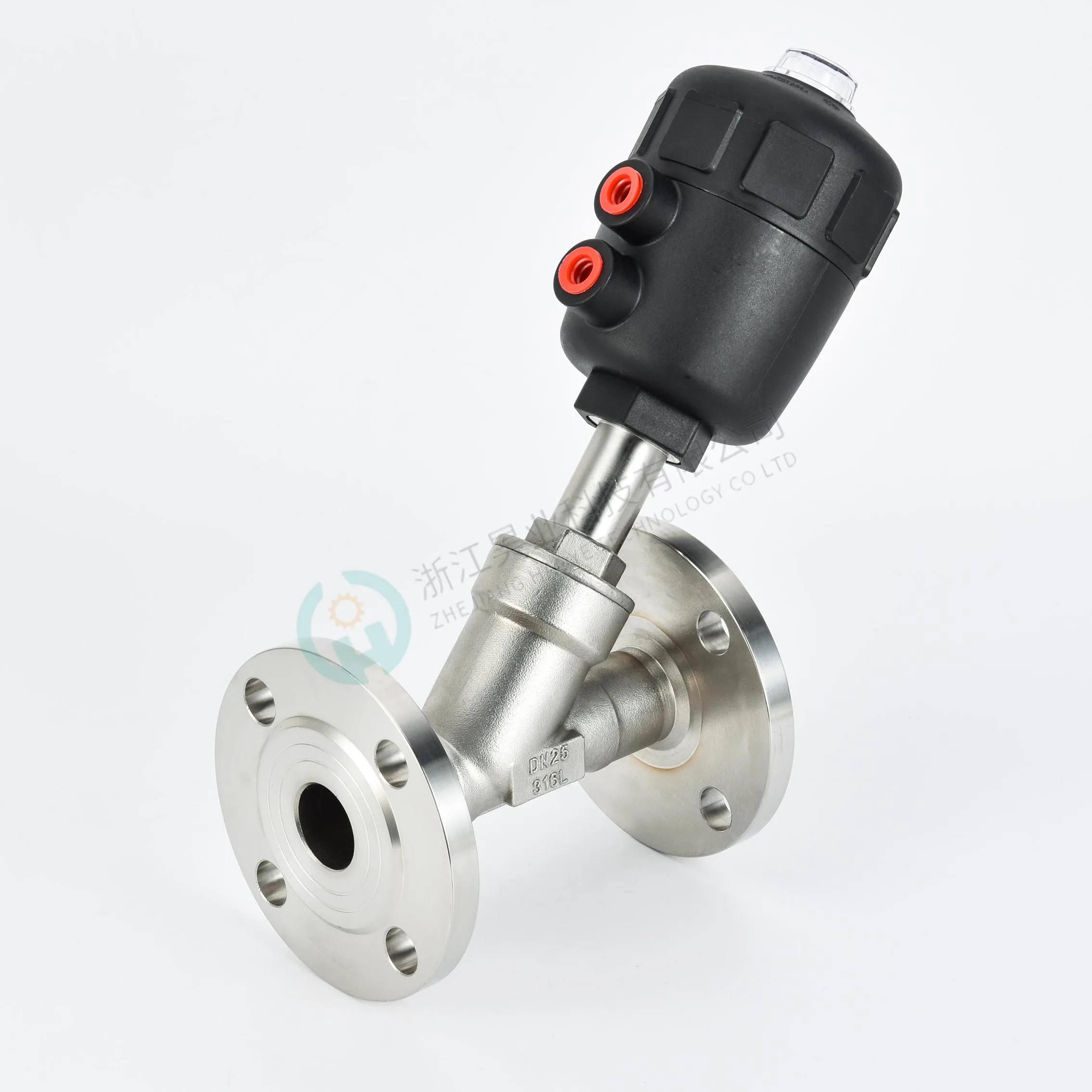 304 Stainless Steel Pneumatic Flange Angle Valve Dn80 With Plastic Head ...