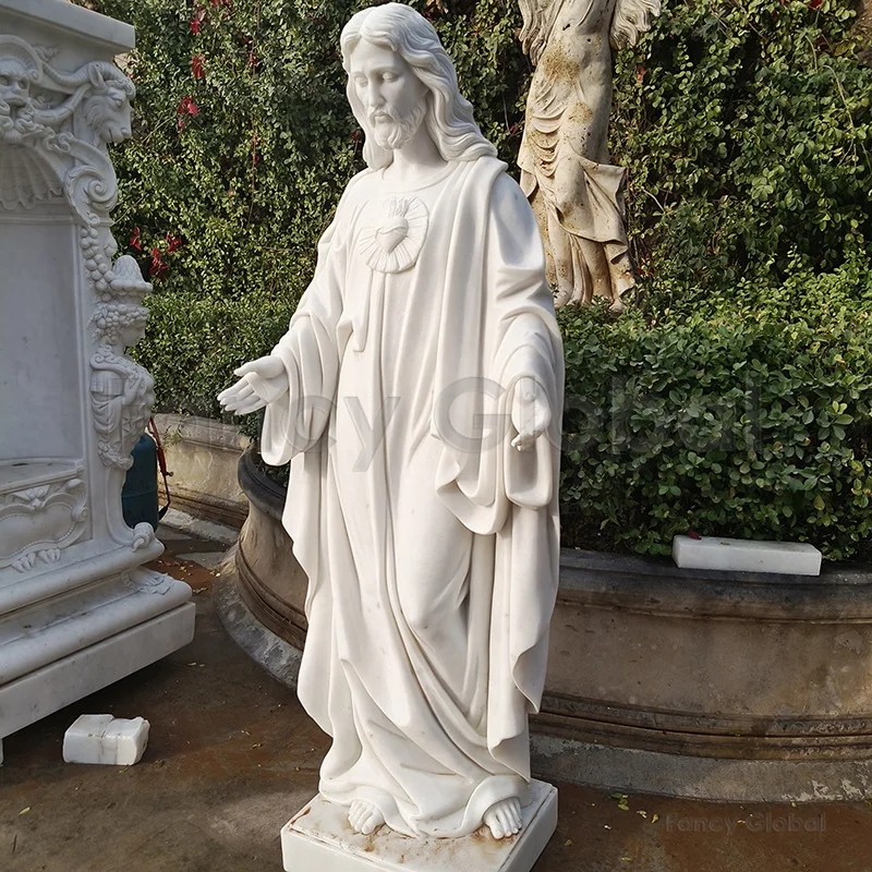 White Marble Statue Jesus Sculpture Catholic Religious Life Size Statue ...