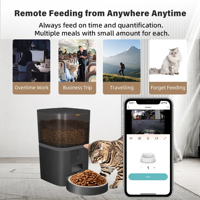 Tuya Dog Cat Smart Pet Feeder Wifi Mobile App Remote Control Microchip ...