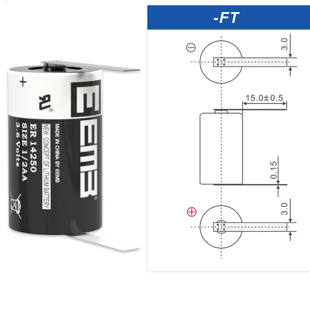 EEMB ER14250 3.6V Lithium Battery - Reliable Non-Rechargeable Power