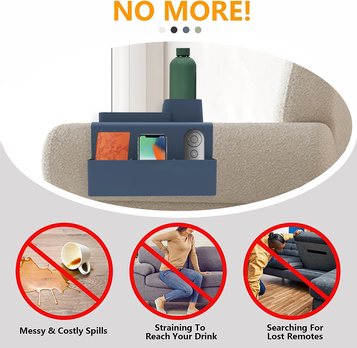 Oem/odm Silicone Anti-spill Sofa Armrest Tray Anti-slip Sofa Drink ...