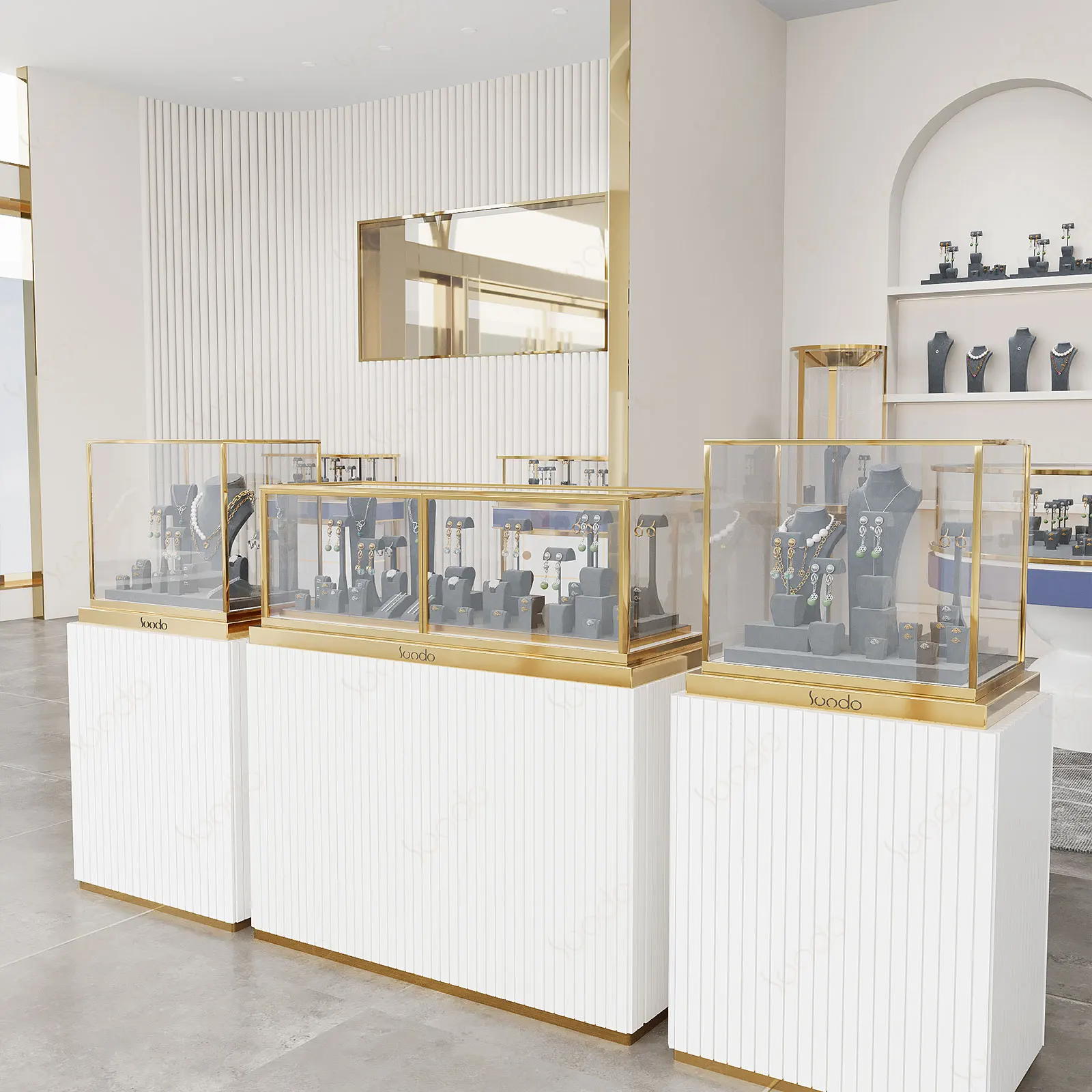 Luxury Jewelry Display Counter - Suede Props Set for Window Show