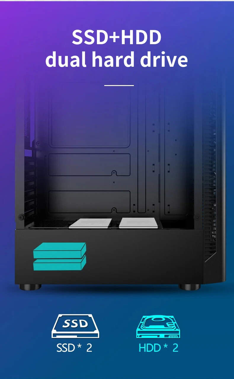 Full Tower Gaming Desktop Case with Tempered Glass & RGB