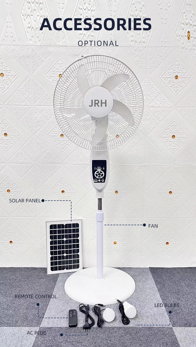 16Inch Solar Powered Electric Fan With Solar Panel 5 Blades ...