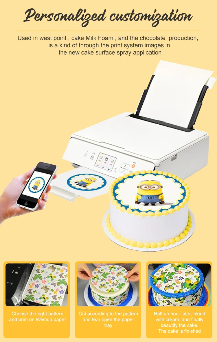 50pcs Edible Wafer Paper 0.6 Mm A4 Size Cake Using Edible Wafer Paper ...