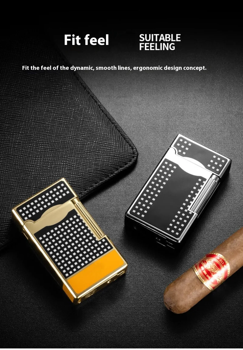 Classic Modern Metal Cigar Lighter Double Flame with Soft Witchable ...