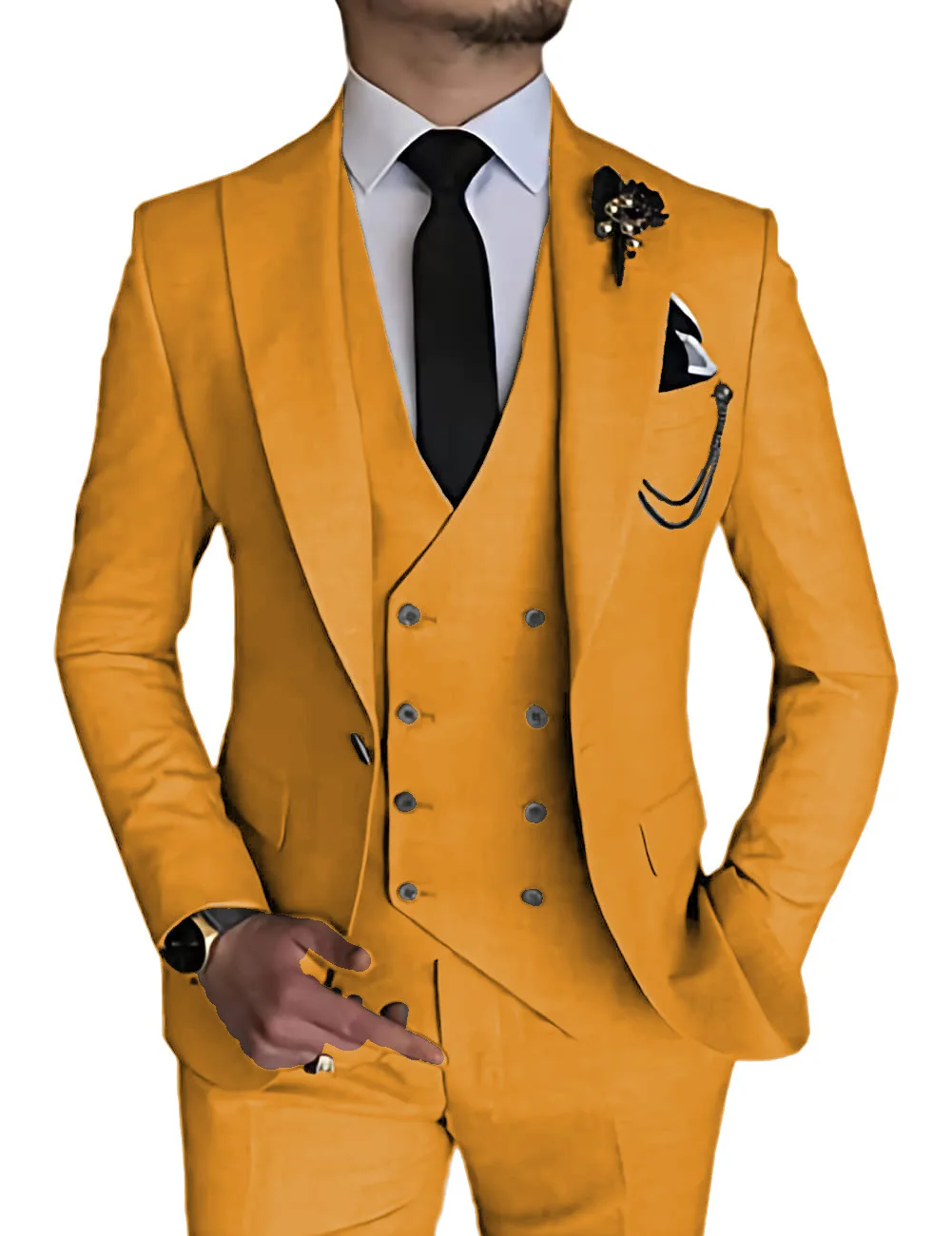 Custom Plus Size Solid Men Suit 3 Pieces Tailored Best Man Groom ...