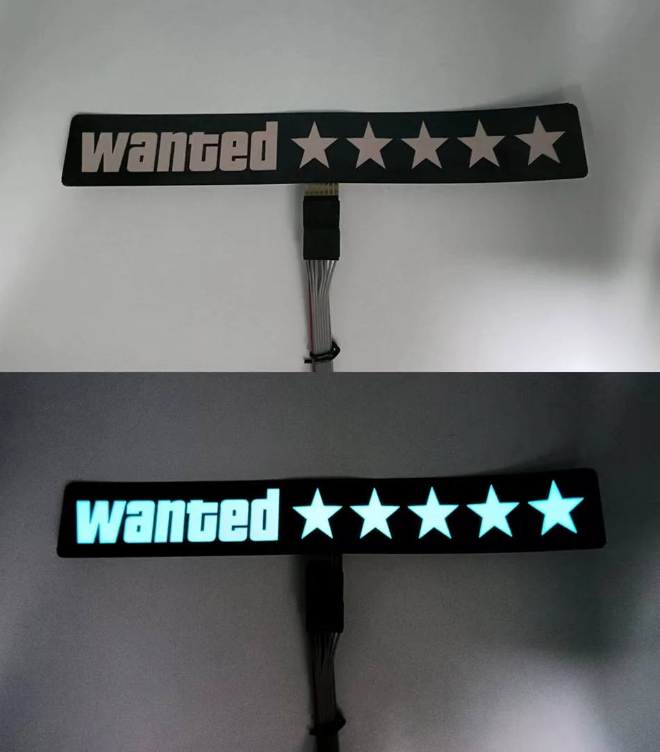Customized Logo Display Panel Light Up 5 Stars Wanted Sticker Led Label ...