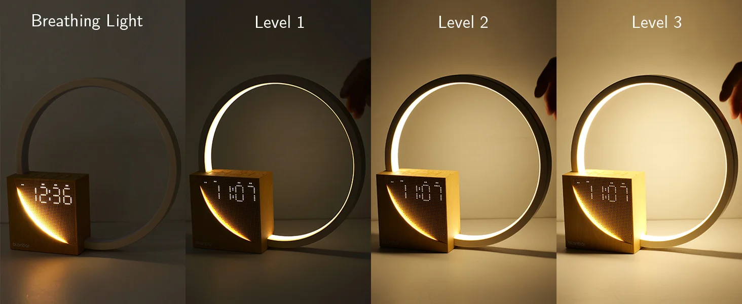 Touch Dimmer Bedside Lamp Natural White Noise Lamp Time Display With ...
