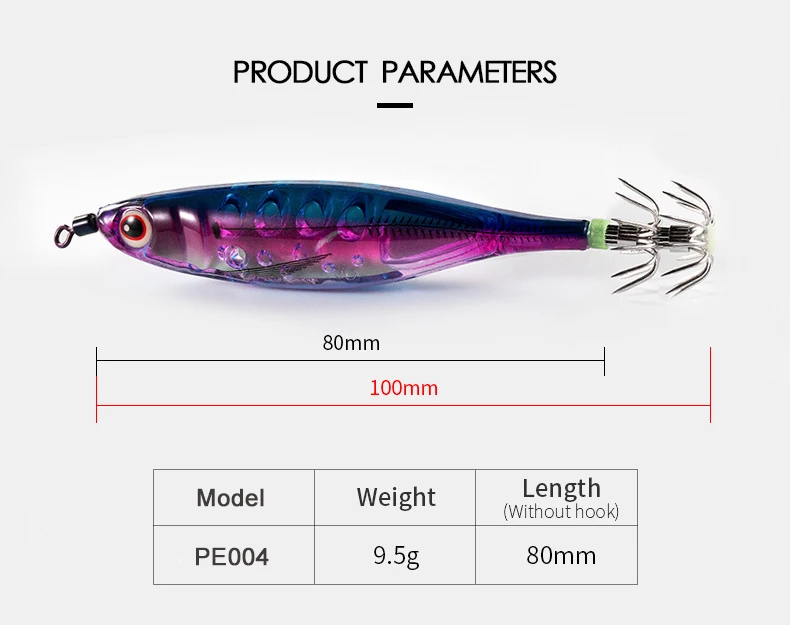 Floating Squid Jig Artificial Shrimp Fishing Lure Squid Hook Luminous Octopus Cuttlefish Bait ...