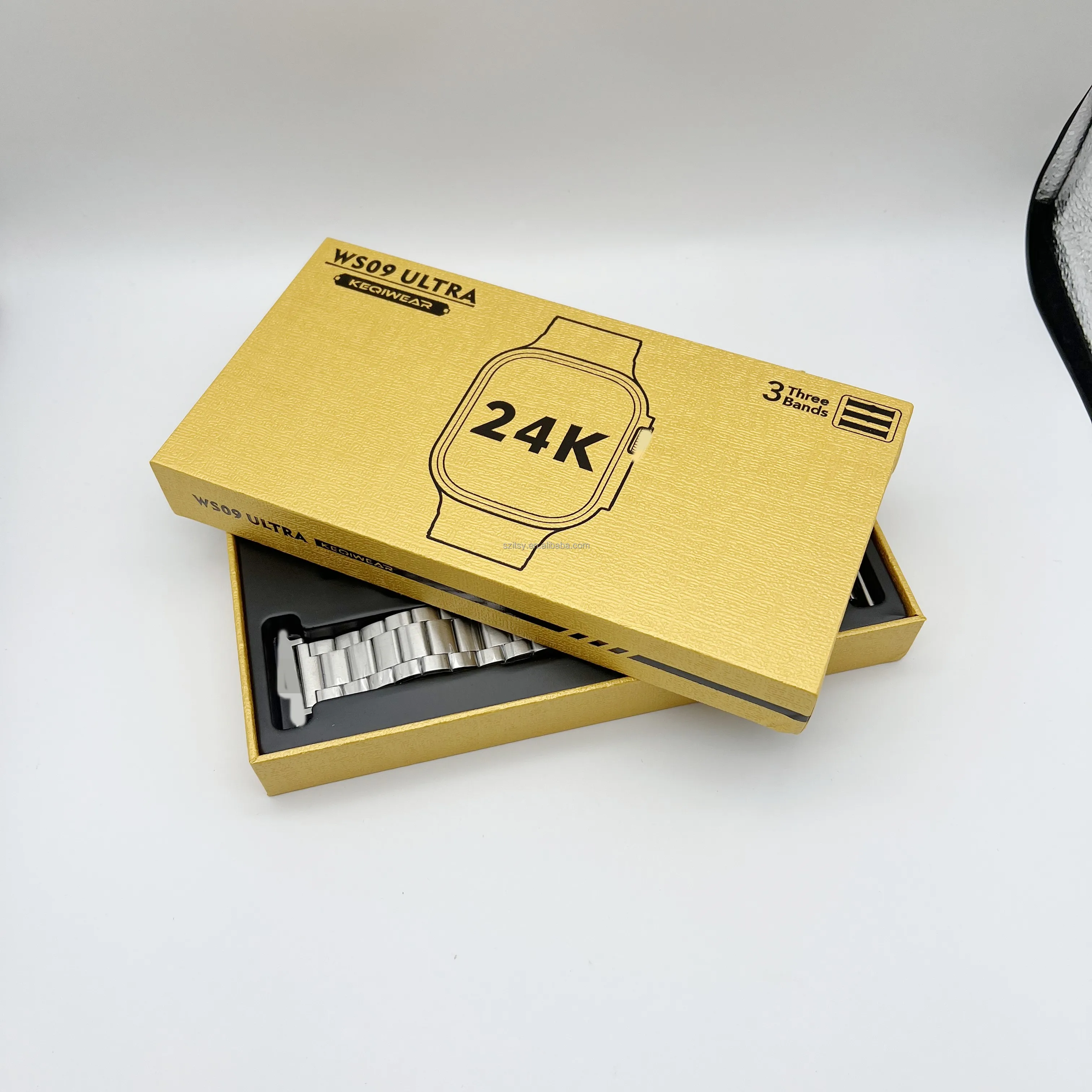 Premium Ws09 Ultra 24k Gold Three Band Watch Bt5.0 Call Recall Months ...