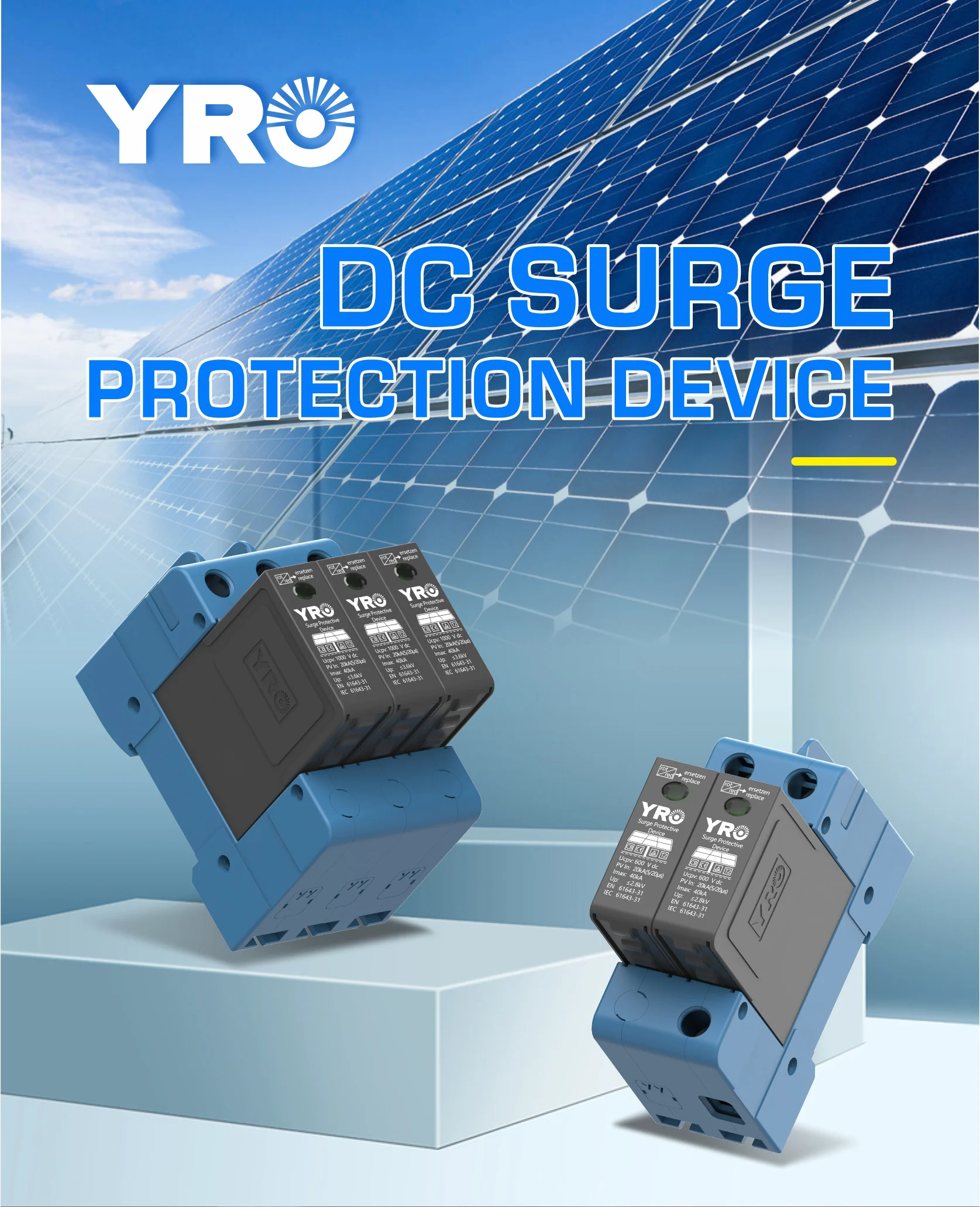 YRO YRSP-D2 II lightning Arrester Thunder Surge Protector spd Dc 1500v ...