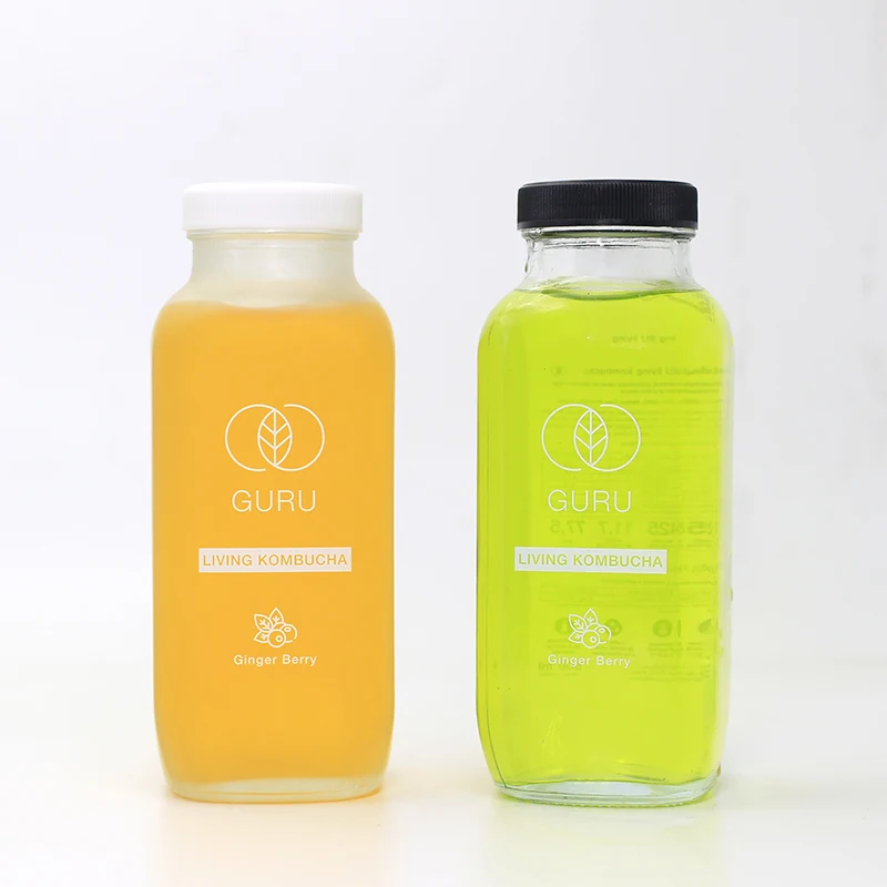 Clear French Square Beverage Glass Bottle - 8oz, 12oz, 16oz