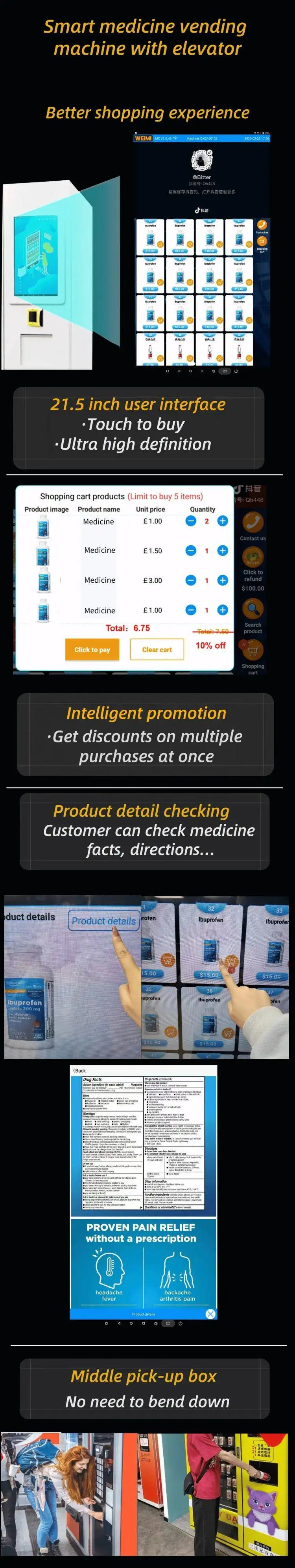 Pharmacy Hospital OTC Medicine Vending Machine with Cooling System