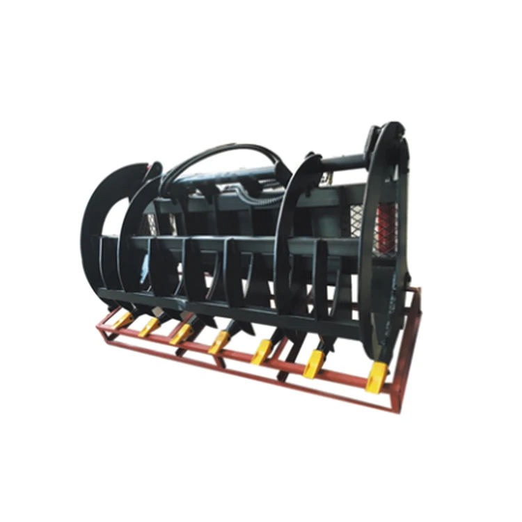 RSBM Hydraulic rake grapple bucket skid steer loader root rake grabber ...