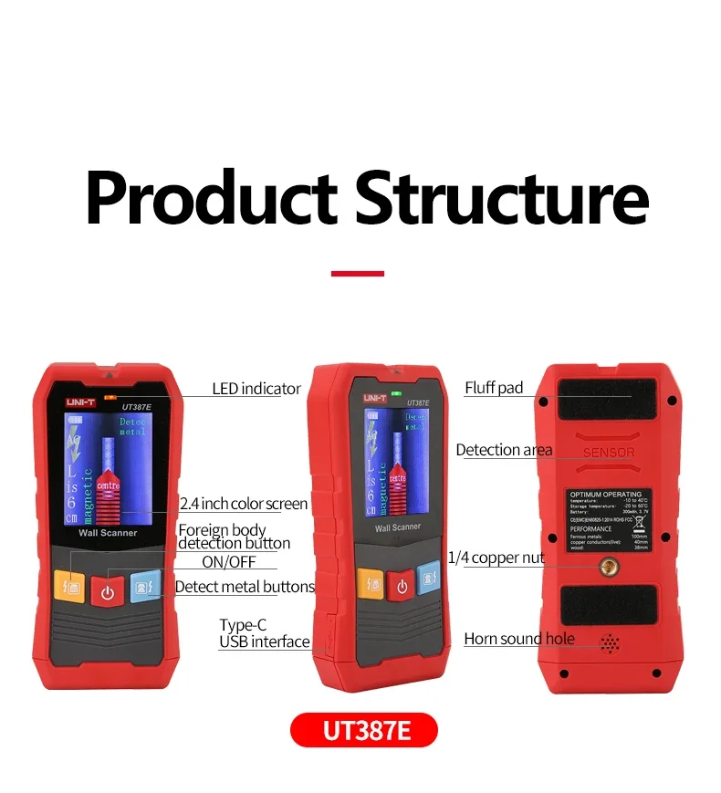 UNI-T Wall Scanner UT387E UT387S UT387LM - 4 in 1 Detector