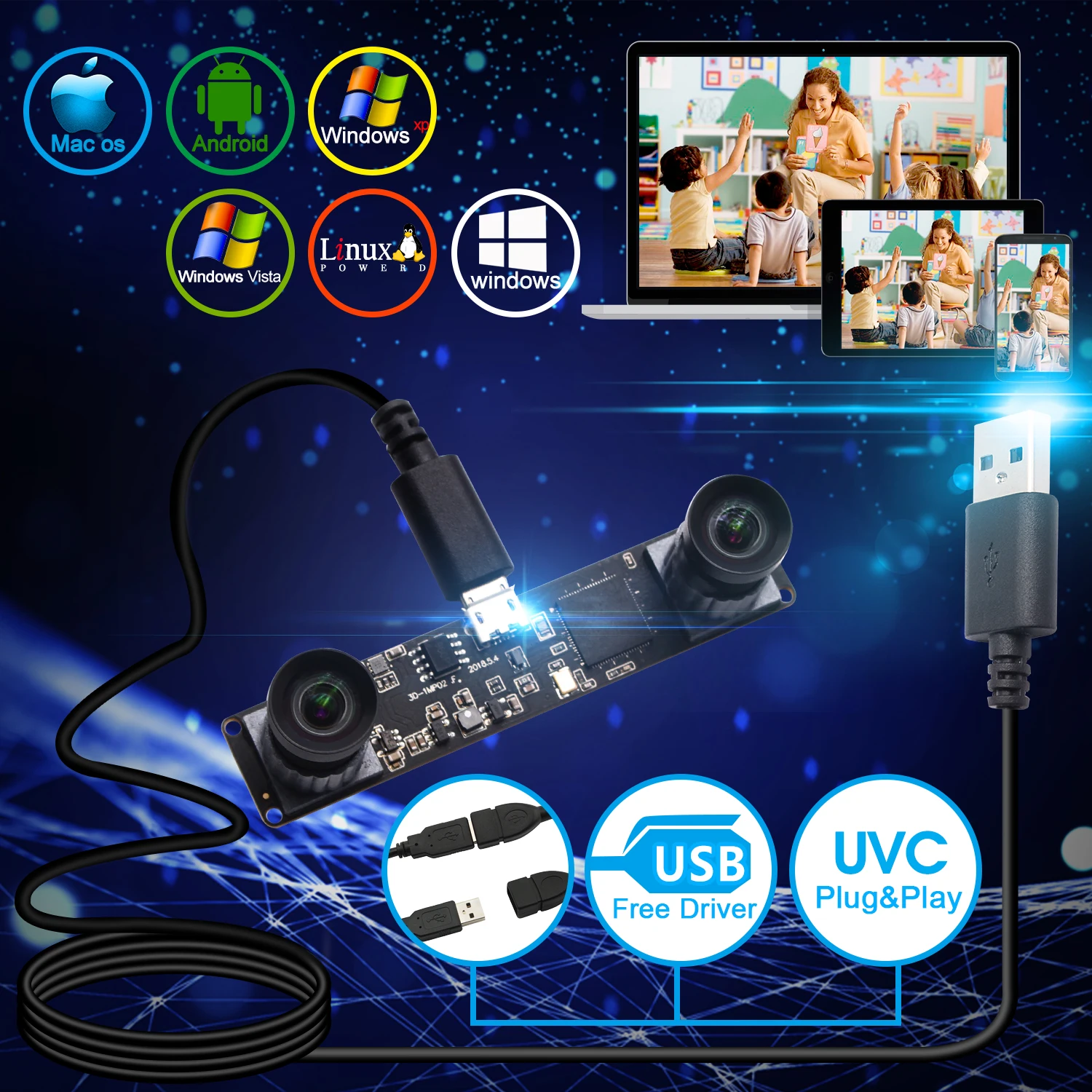 960P Synchronization Stereo Camera Module MJPEG 60fps 2560X960 Dual ...