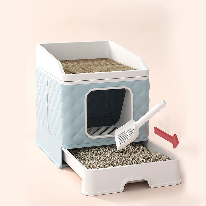 Cat Litter Basin Fully Enclosed Anti Splash Collapsible Cat Toilet ...