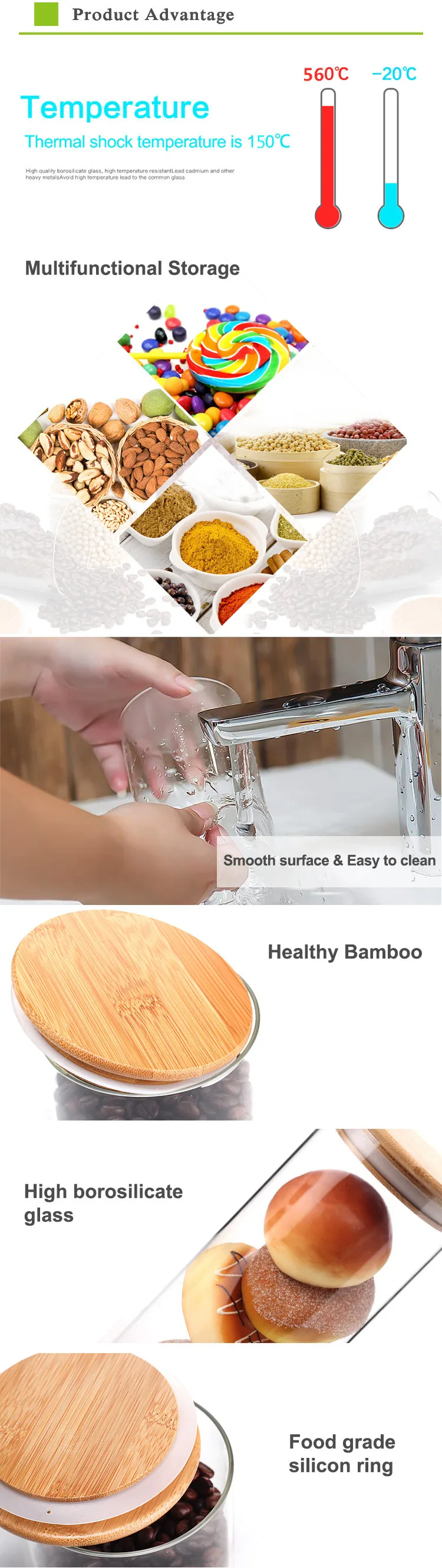 Stackable Glass Jars by IKOO - Perfect for Kitchen Storage