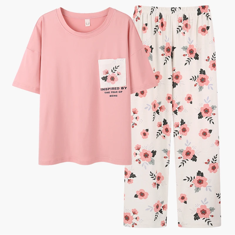 Print Set Floral Cotton Piyama Nightgown Korean Sleepwear Pijama ...