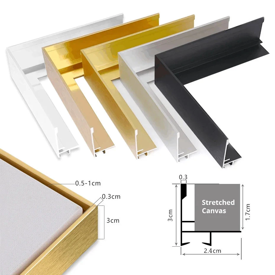 DIY 60x90cm Brushed Golden Floater Aluminum Metal Frame