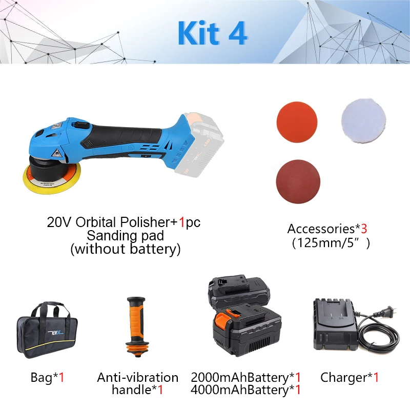 Newone 20v Li-ion 5 Inch 125mm Orbital Dual Action Polisher Variable ...