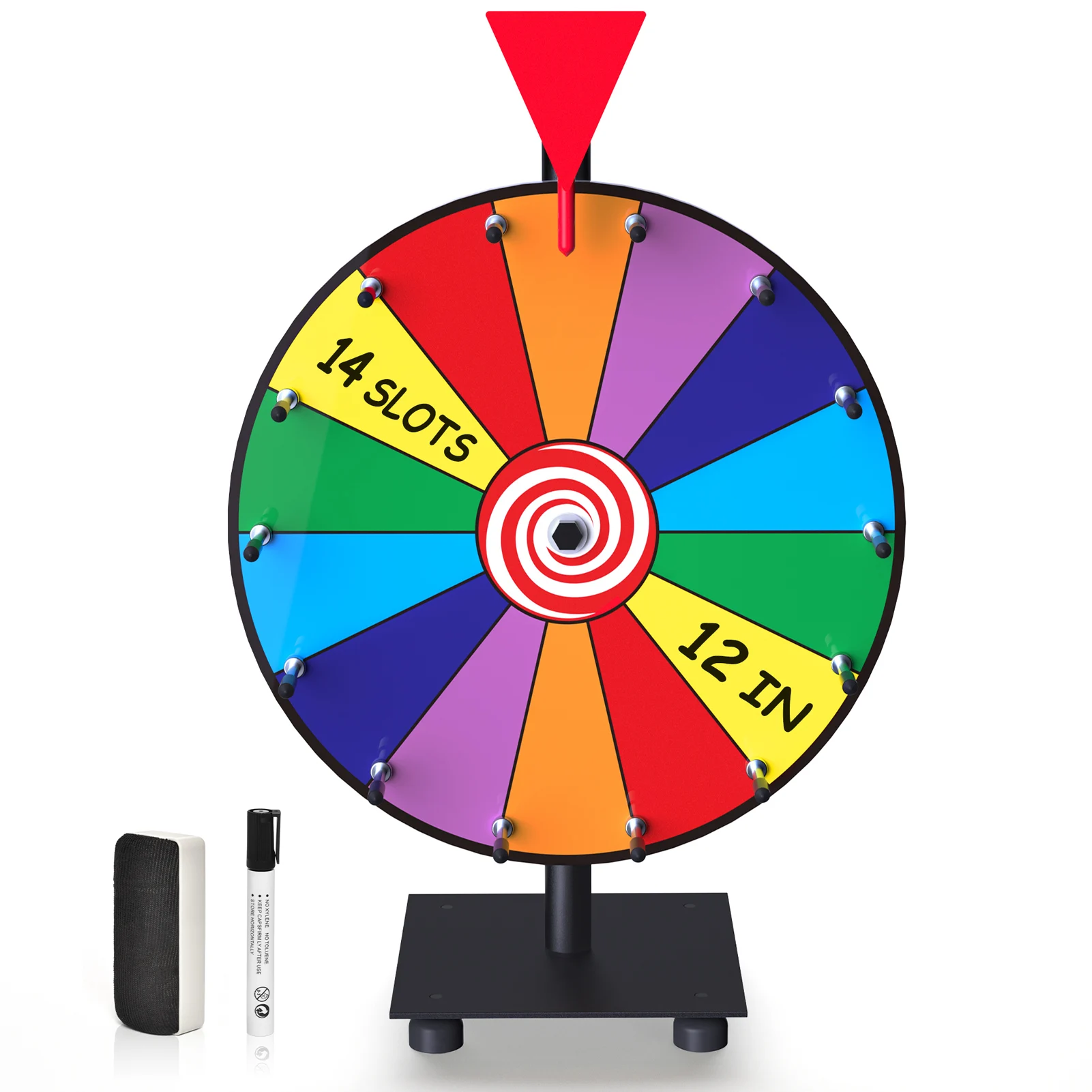12 Inch 14 Slots Color Spinning Prize Wheel With Editable Magnetic ...