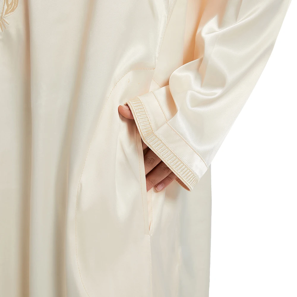Islamic Muslim Arab Boy Thobe Thawb Caftan Long Sleeve Round Collar ...