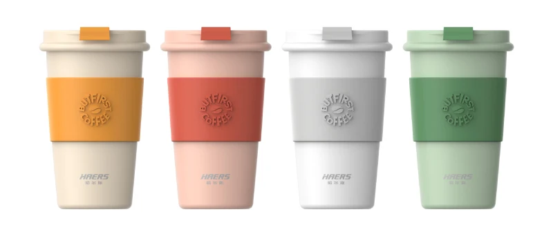 HAERS Portable Coffee Cup with Handgrip Coffee Tumbler 304 Stainless ...