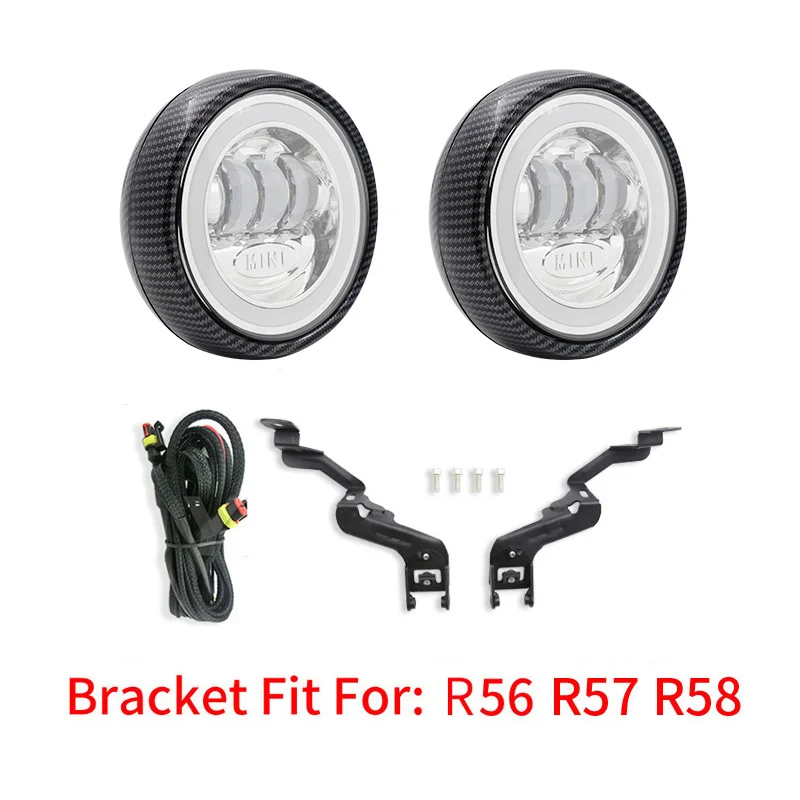 BLACK Carbon Fiber Pattern Angel Eyes Rally Driving Light for MINI ...