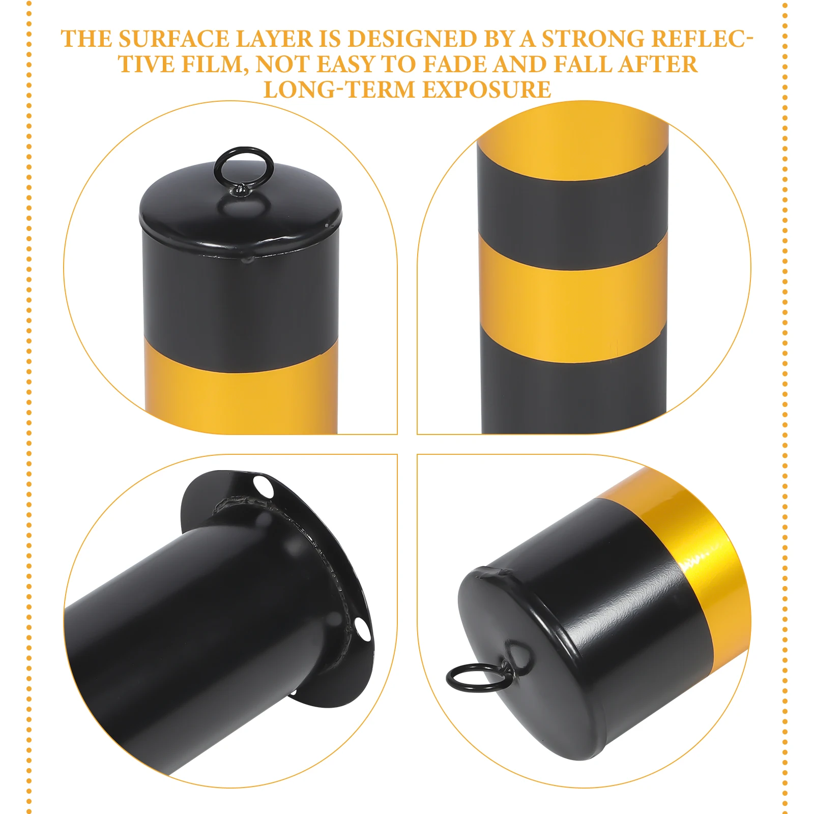 Parking Barrier Block Safety Bollard Covers with Reflective Strips and ...