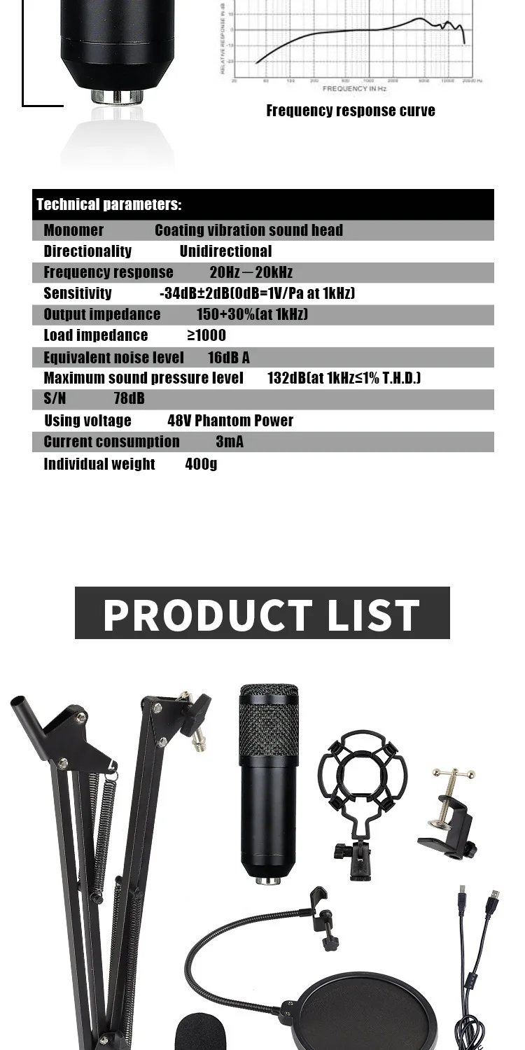 BM800 Audio Live Streaming, V8 Sound Card, Recording, Condenser Microphone, BM800 Professional ...