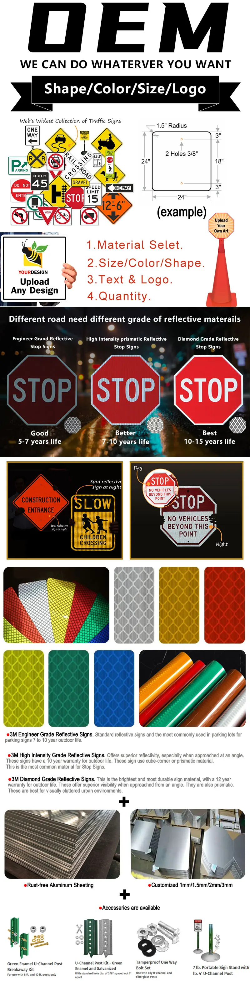 LED Flashing Solar Traffic Sign Aluminum Solar-Powered Road Safety ...