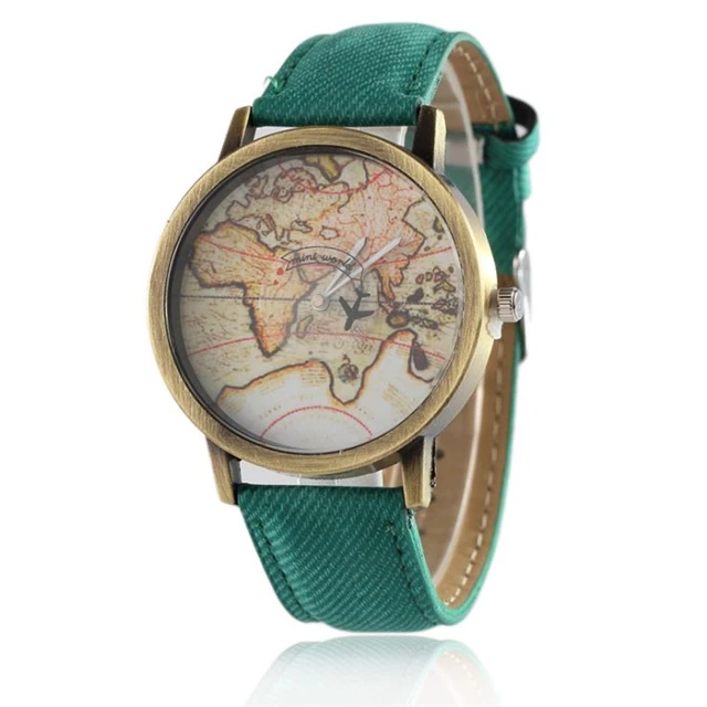 Hot Sale World Map Watch Fashion Japan Movement Travel Map Watch - Buy ...