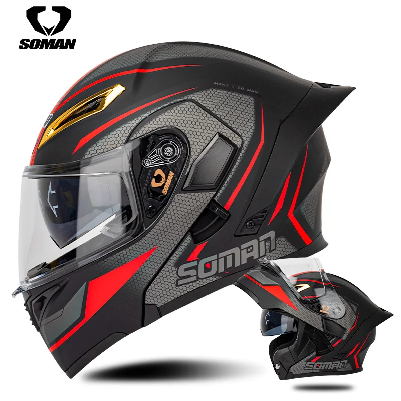 SOMAN SM955-S Motorcycle Helmet - Anti-Fog, Quick Release