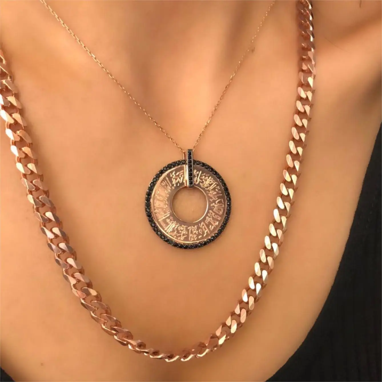 Hollow Ayatul Kursi Muslim Eid Arabic Islamic Medallion Cubic Zirconia ...