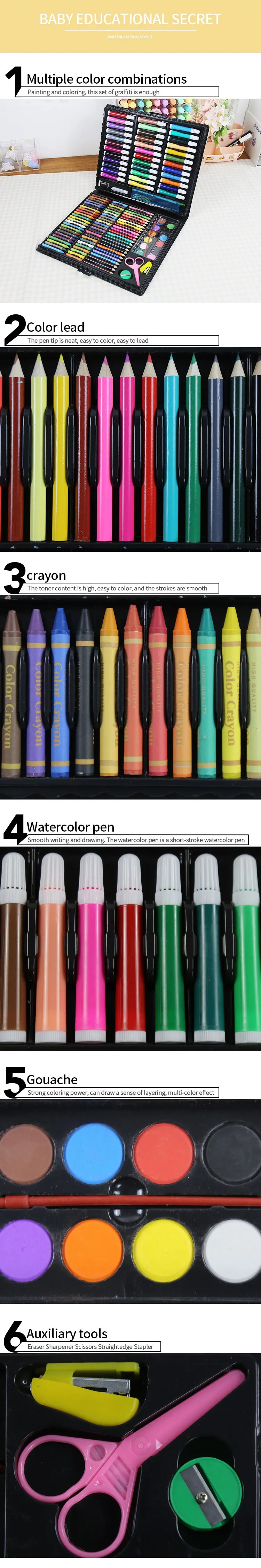 Hot Sale 150 Pcs Multi Colors Wax Crayon Magic Color Pencils Set for Kids