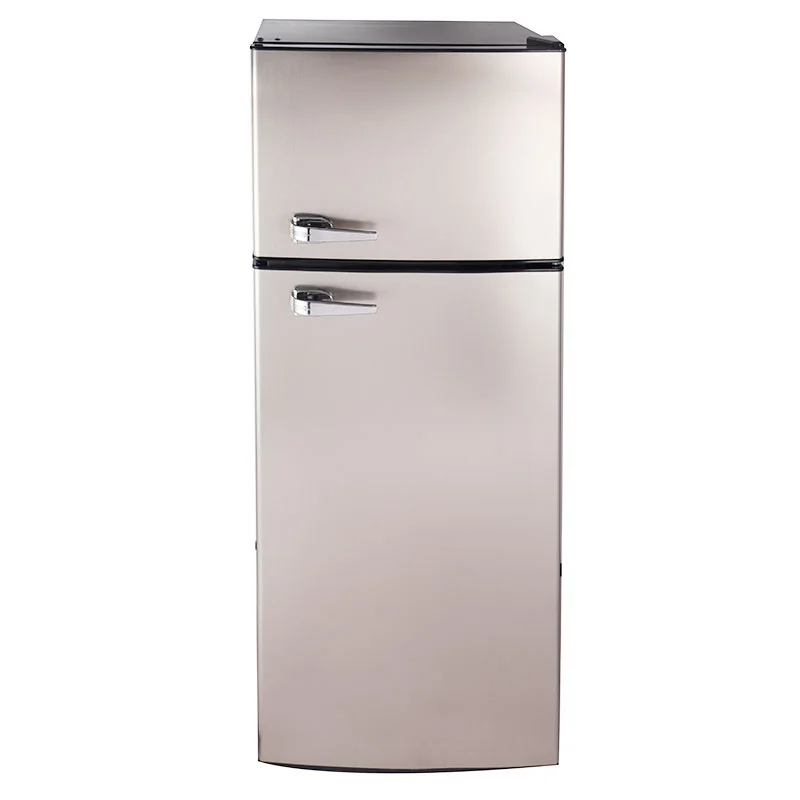 BCD-210 simple style inox color refrigerator weighing 43kg dc upright ...