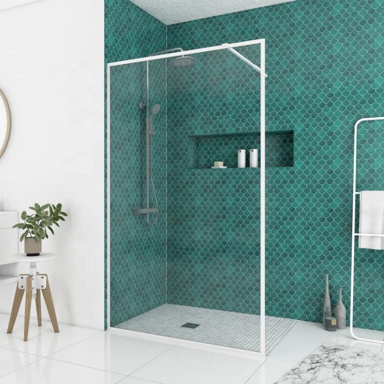 Oumeiga 1200 Walk In Shower Enclosures Shower Screen Panel With White ...