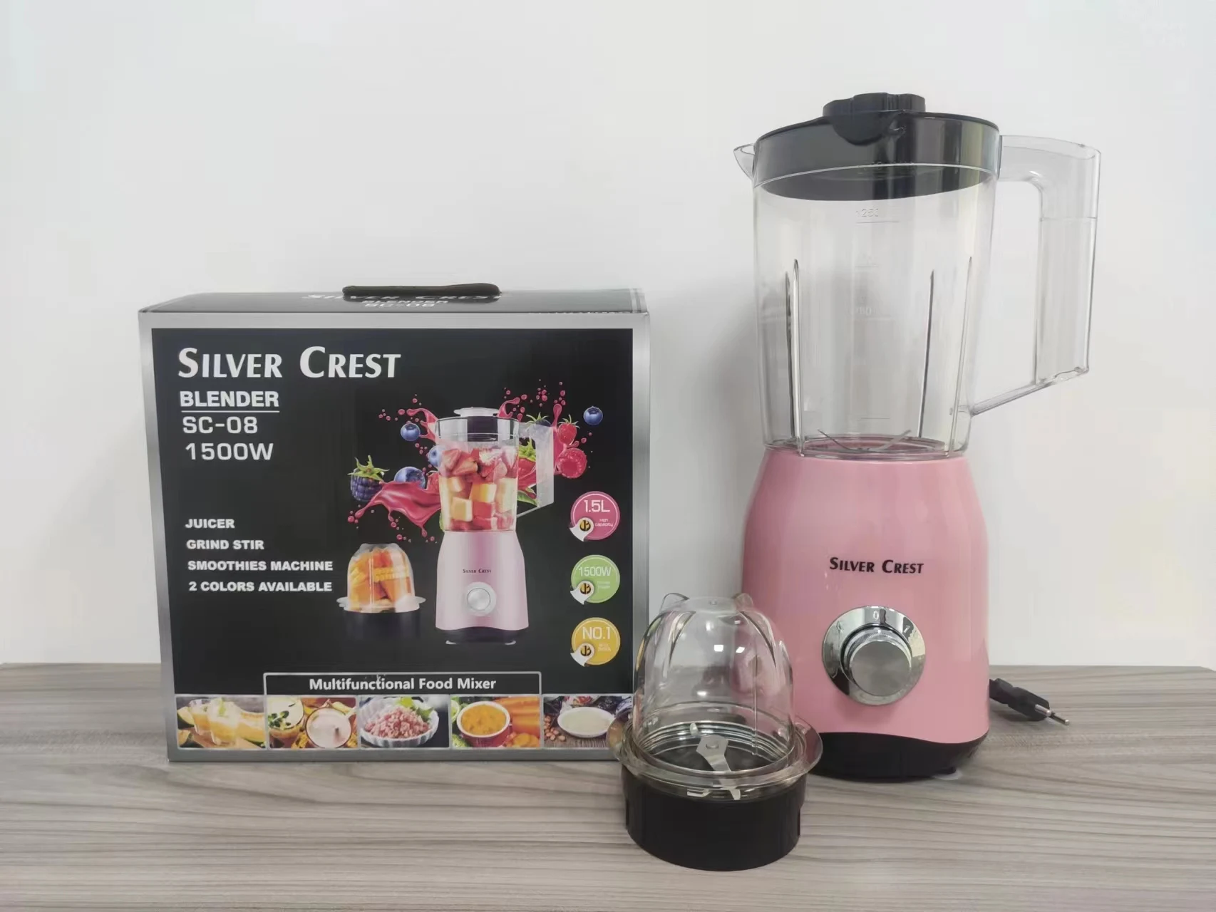 1.5l 2 In 1 2cup Blender Electric Silver Crest Heavy Duty Fruit 1500w ...