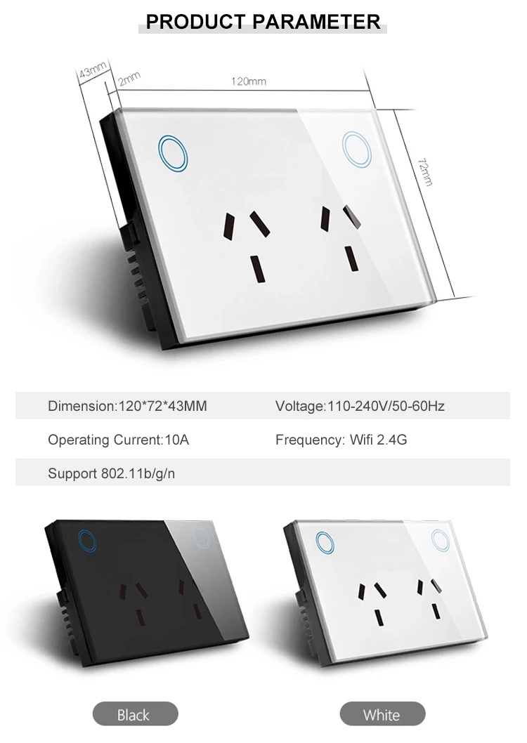 Saa 13a Zigbee Power Point Australian Smart Power Point Alexa Tuya 2gang Smart Double Gpo With ...