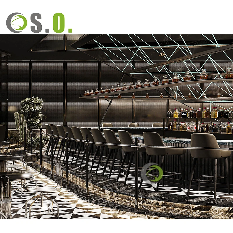 Modern Bar Counter Design Best Lighted L Shape White Marble Commercial ...